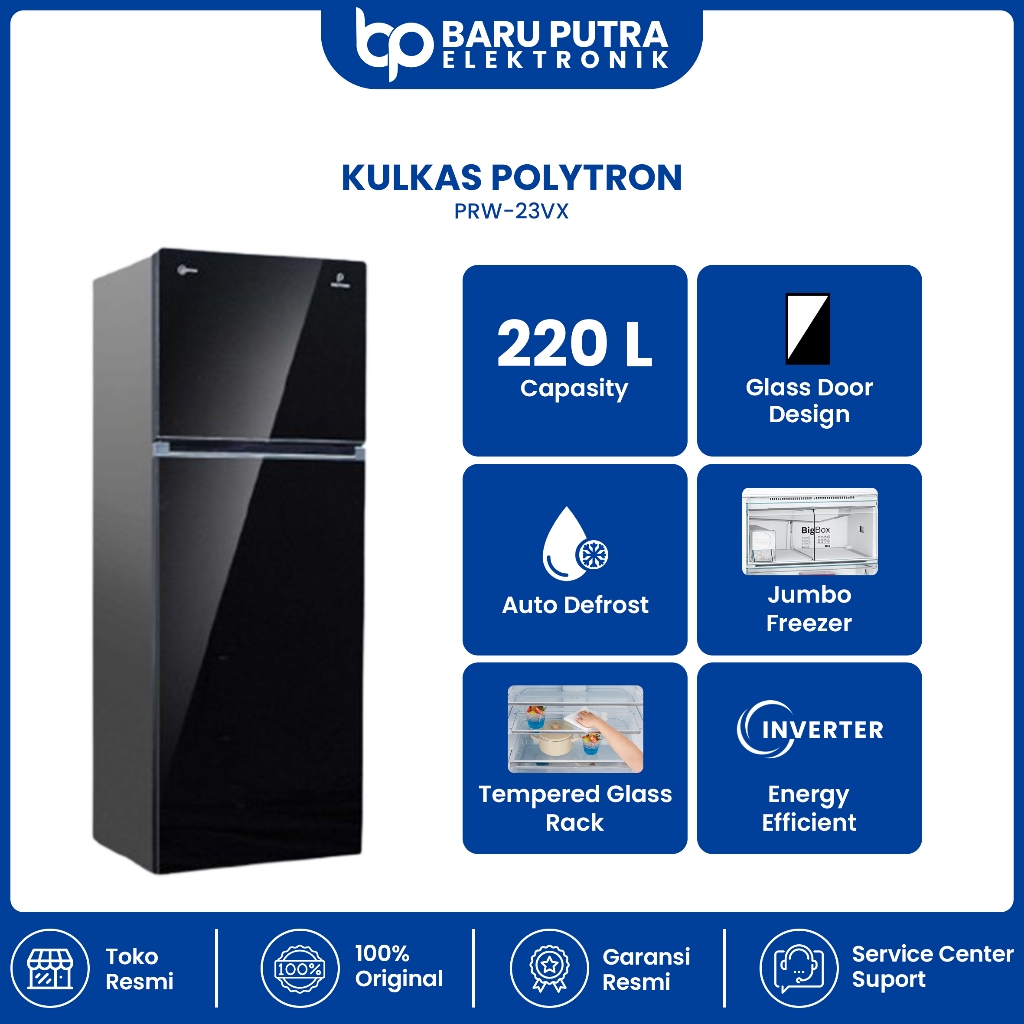 Jual Kulkas 2 Pintu Polytron PRW-23VX Belleza Jumbo 220L Inverter ...