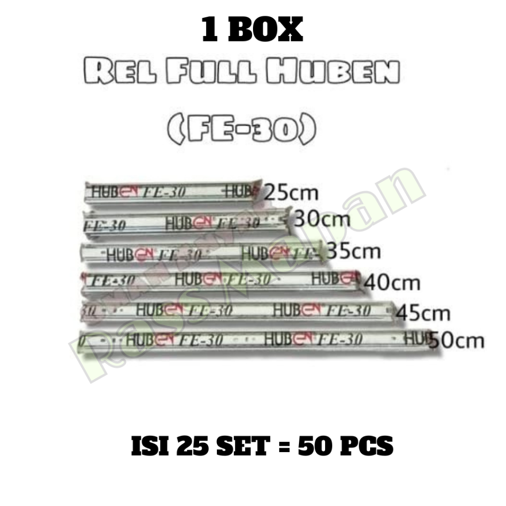 Jual 1 BOX Rel Laci Double 2x Tarik Full Extension FE 30mm merk Huben ...