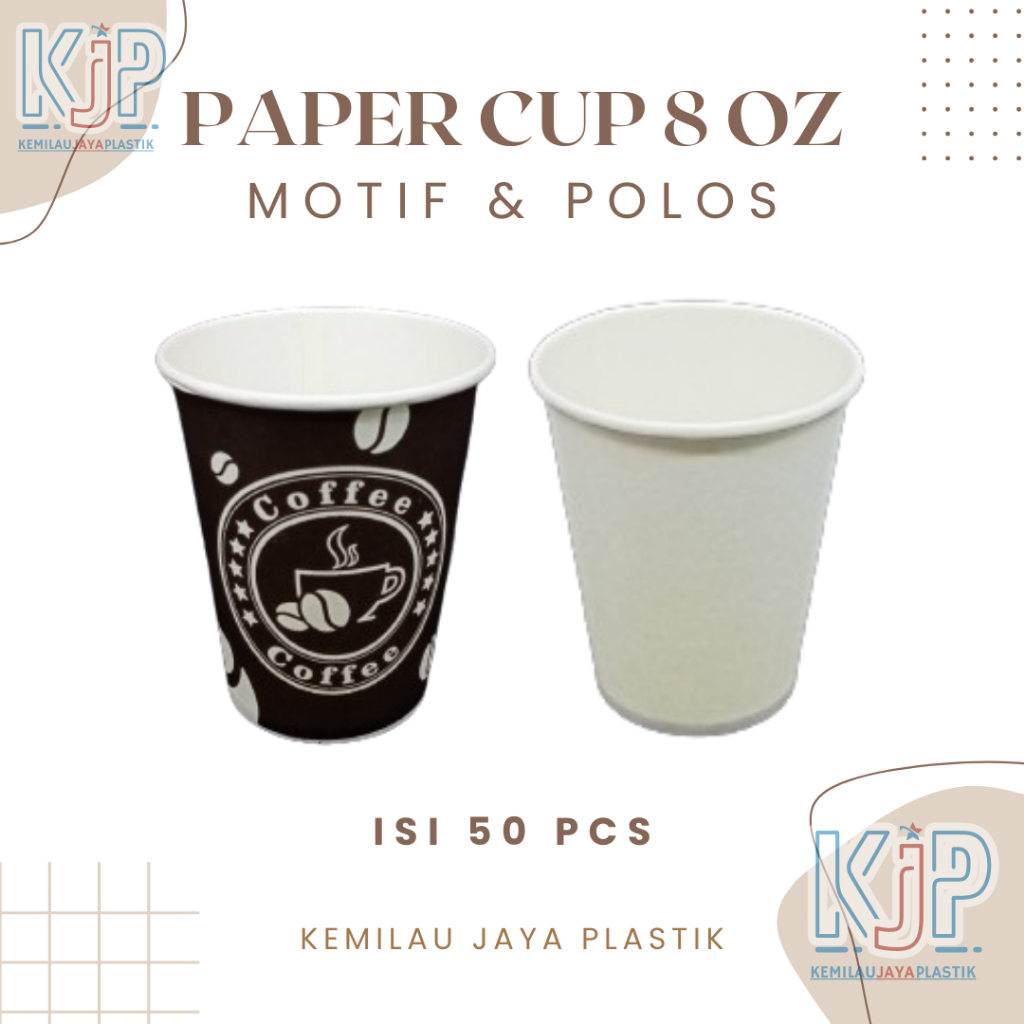 Jual Paper Cup 8 Oz Motif dan Polos / Gelas Kopi / Gelas Kertas / Cup Coffee / Hot Paper Cup Isi ...