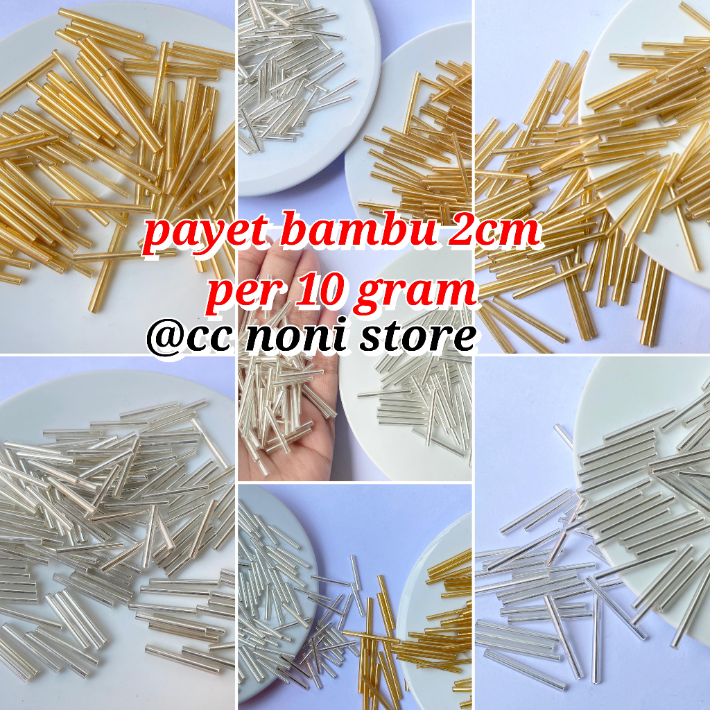 Jual payet bambu jepang manik bambu panjang ukuran 2 cm per 10 gram ...