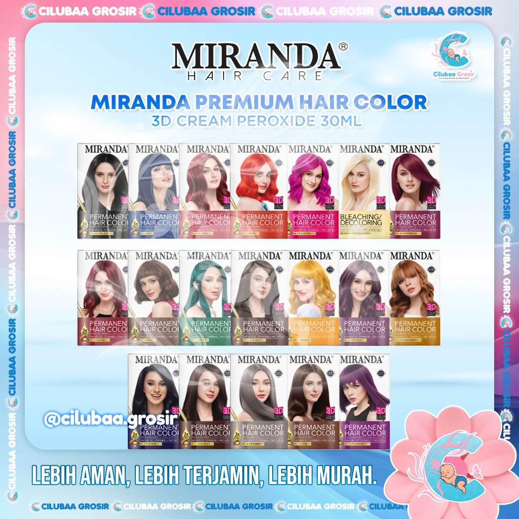 Jual MIRANDA Premium Hair Color 3D Cream Peroxide 30ml || Miranda Semir ...
