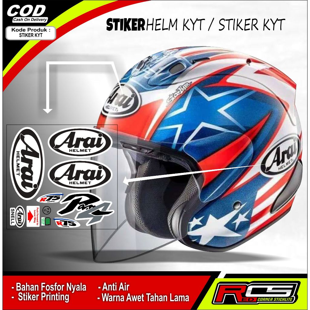Jual Stiker Set Helm Arai, cod Stiker Set Helm Arai, Stiker Helm Arai ...