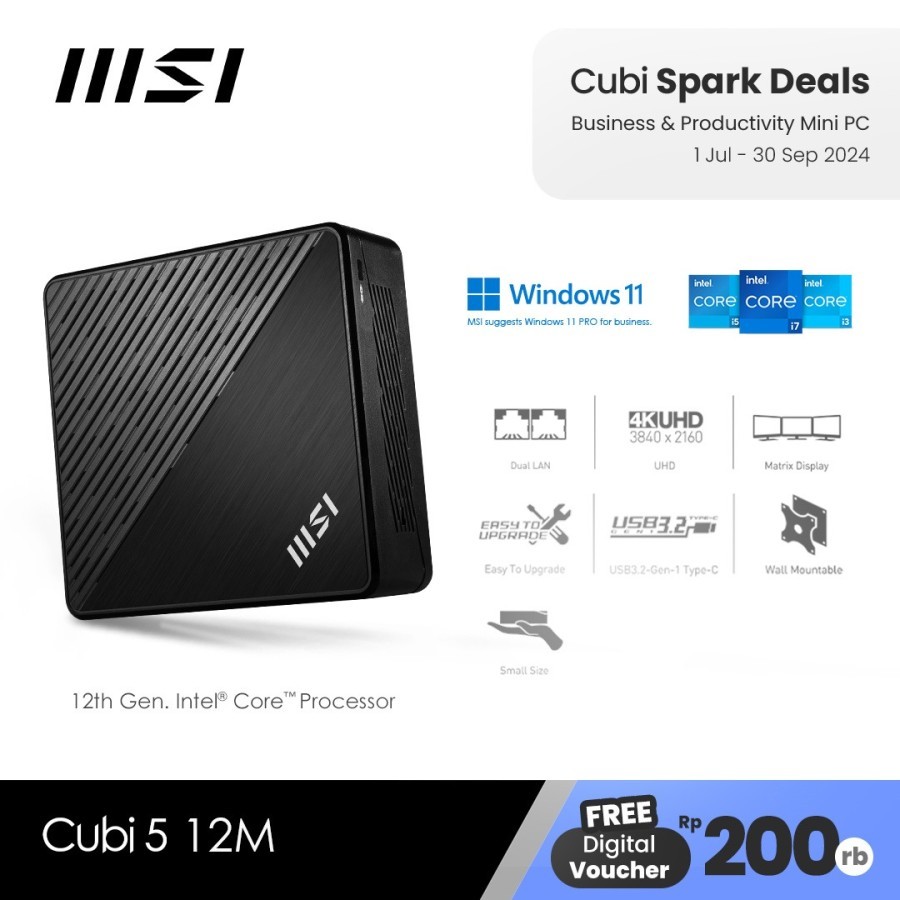 Jual MSI Mini Pc Cubi 5 12M Kit Barebone - Intel Core i3 1215U | Shopee ...