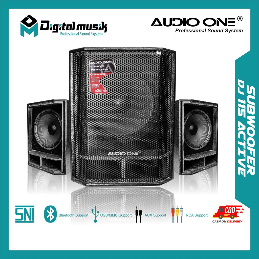 Jual Subwoofer Aktif Pasif AUDIOONE DJ-115 Ukuran 15 inch Suara SUPER ...