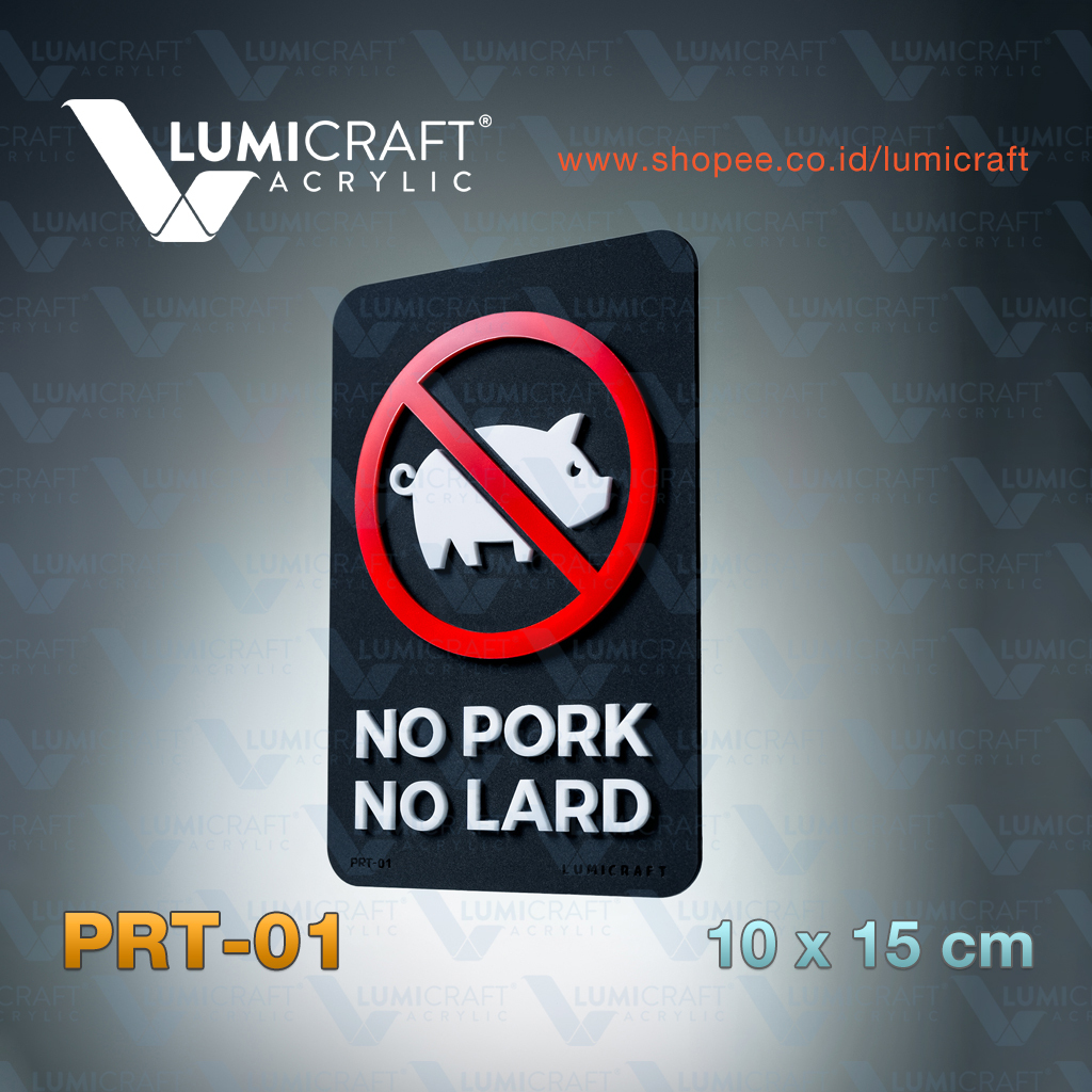 Jual Sign No Pork No Lard Acrylic Timbul 3D Minimalis ukuran 10 x 15 cm ...