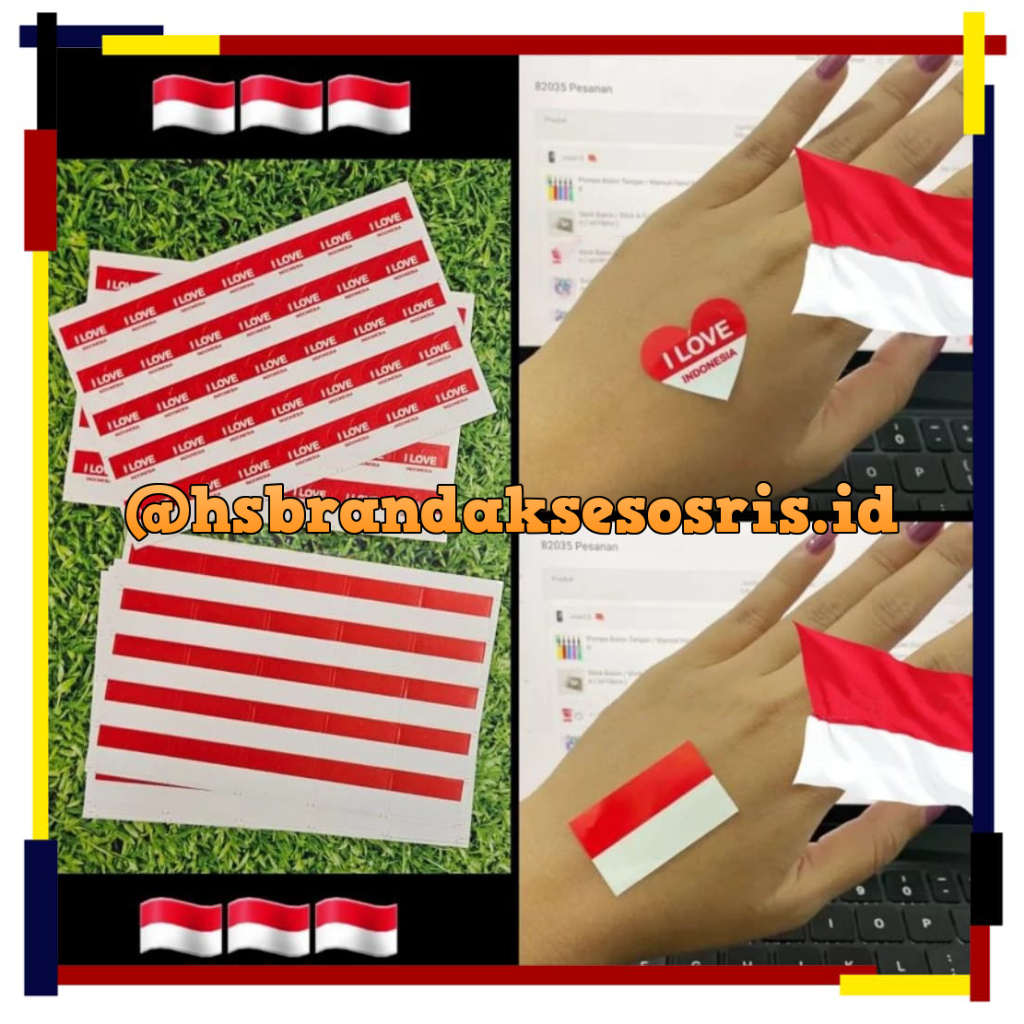 Jual (PERLEMBAR) TEMPELAN STIKER PIPI BENDERA MERAH PUTIH / STIKER ...