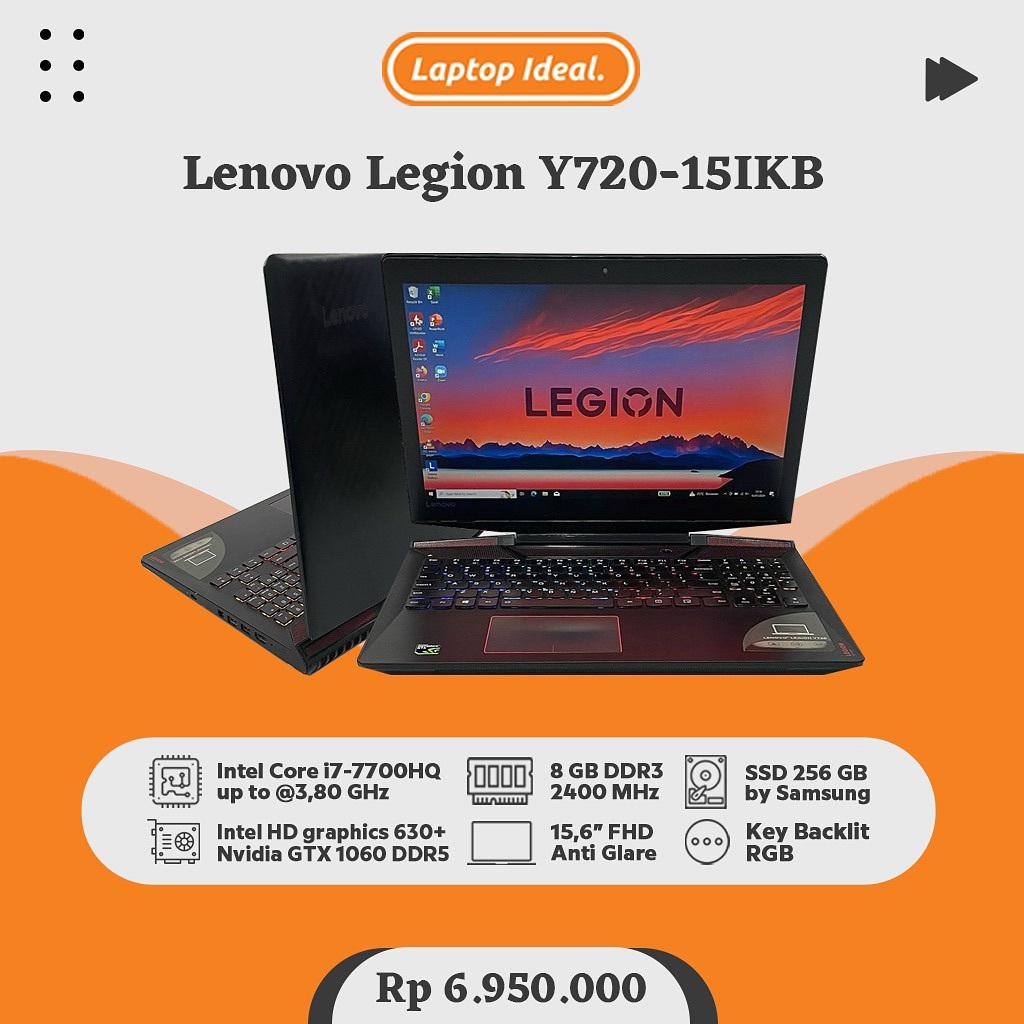 Jual Lenovo Legion Y720-15IKB GAMING i7 gen 7 RAM 8 GB SSD 256 GB DUAL ...