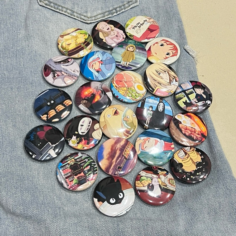 Jual ghibli pin button 44mm | spirited away y2k ponyo kiki jiji totoro ...