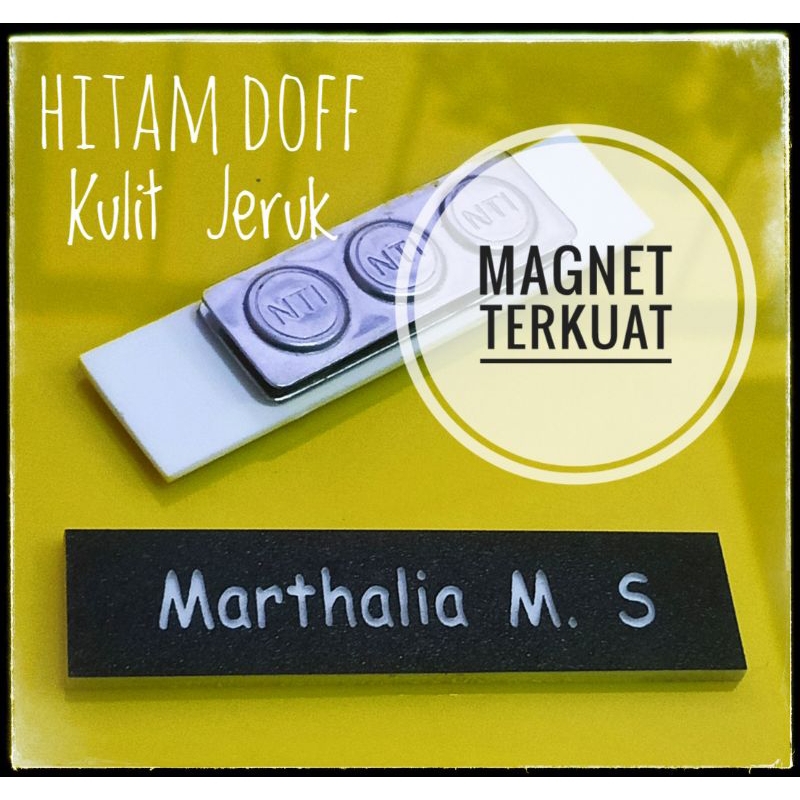 Jual Name Tag Hitam Doff Style KULIT JERUK, UKIR / Gravir - Pengait ...
