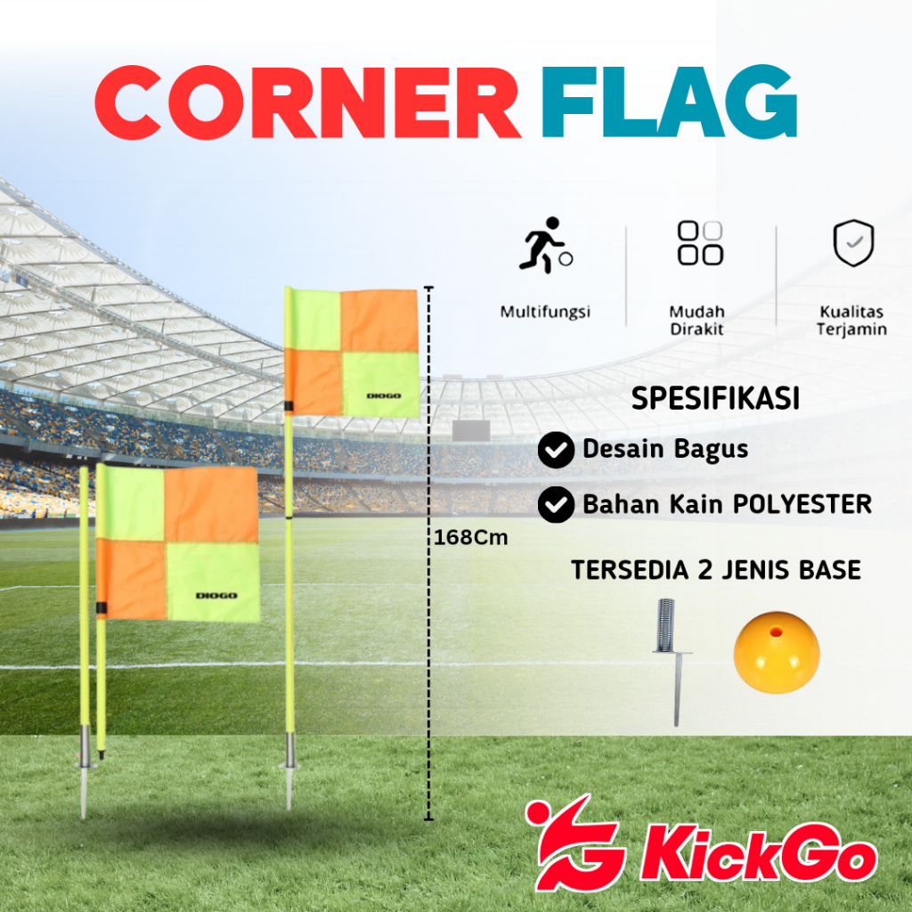 Jual KickGo Bendera Sepak Pojok Corner Flag Sepakbola Futsal Base ...