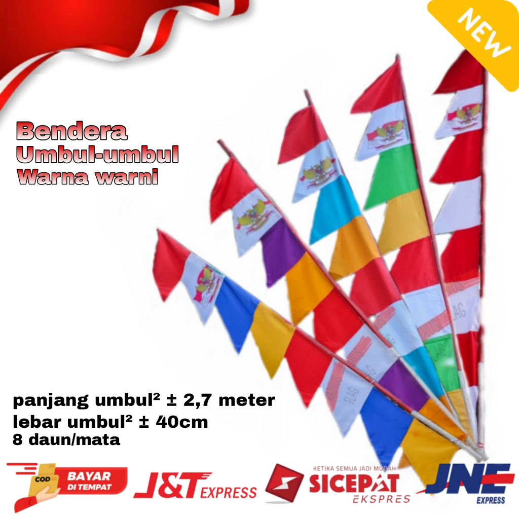 Jual BENDERA UMBUL UMBUL MERAH PUTIH WARNA WARNI 2.7M Mix | Shopee Indonesia