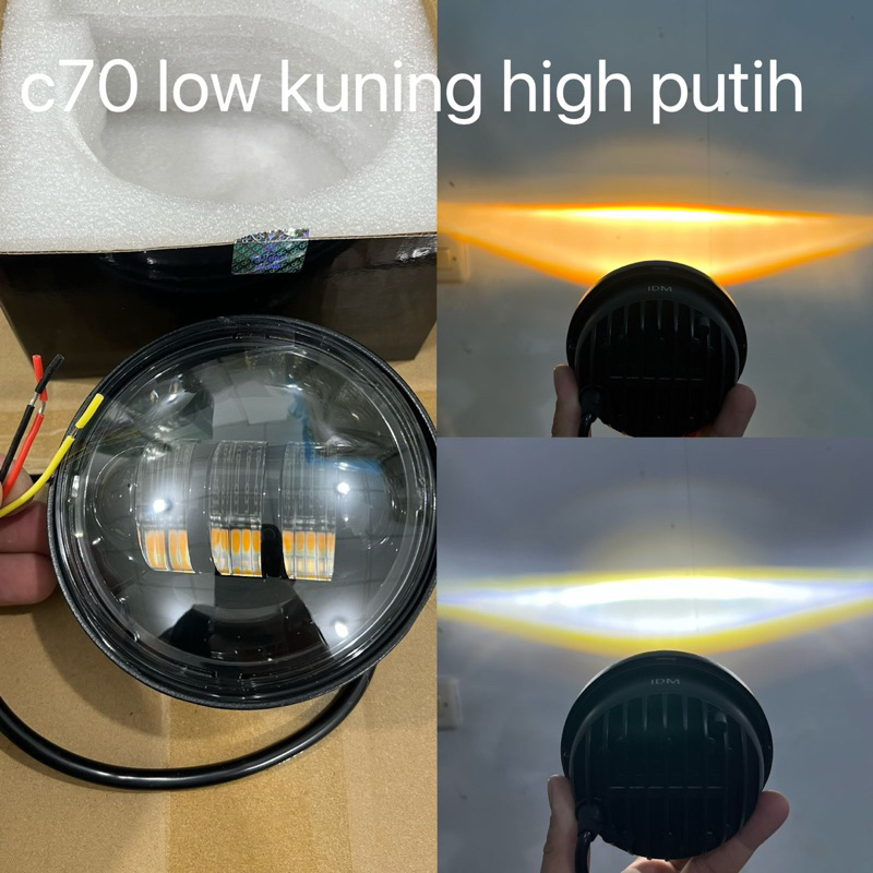 Jual Lampu Led 2 Mode Kuning putih C70 C50 Vespa Old 4.5 inch 3kabel ...