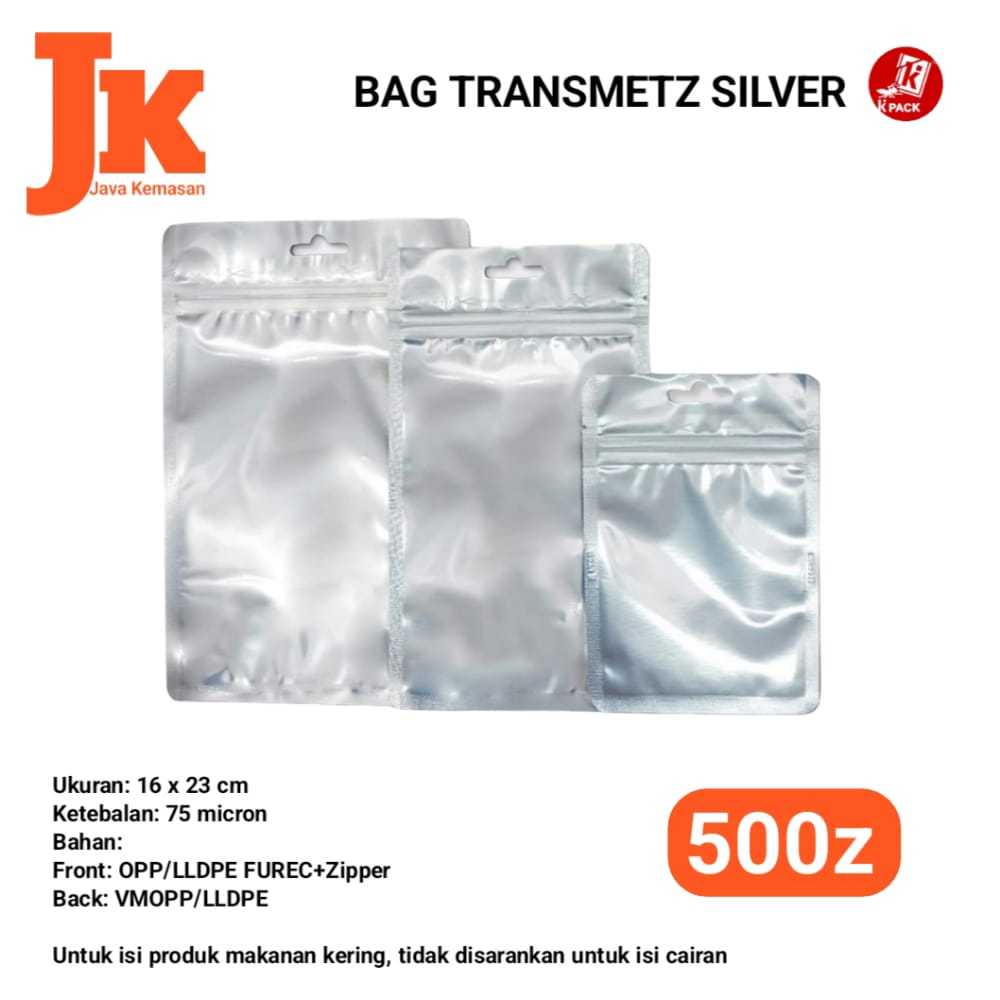 Jual KPACK 500Z BAG TRANSMETZ SILVER 500Z ALU FOIL KOMBINASI KEMASAN ...