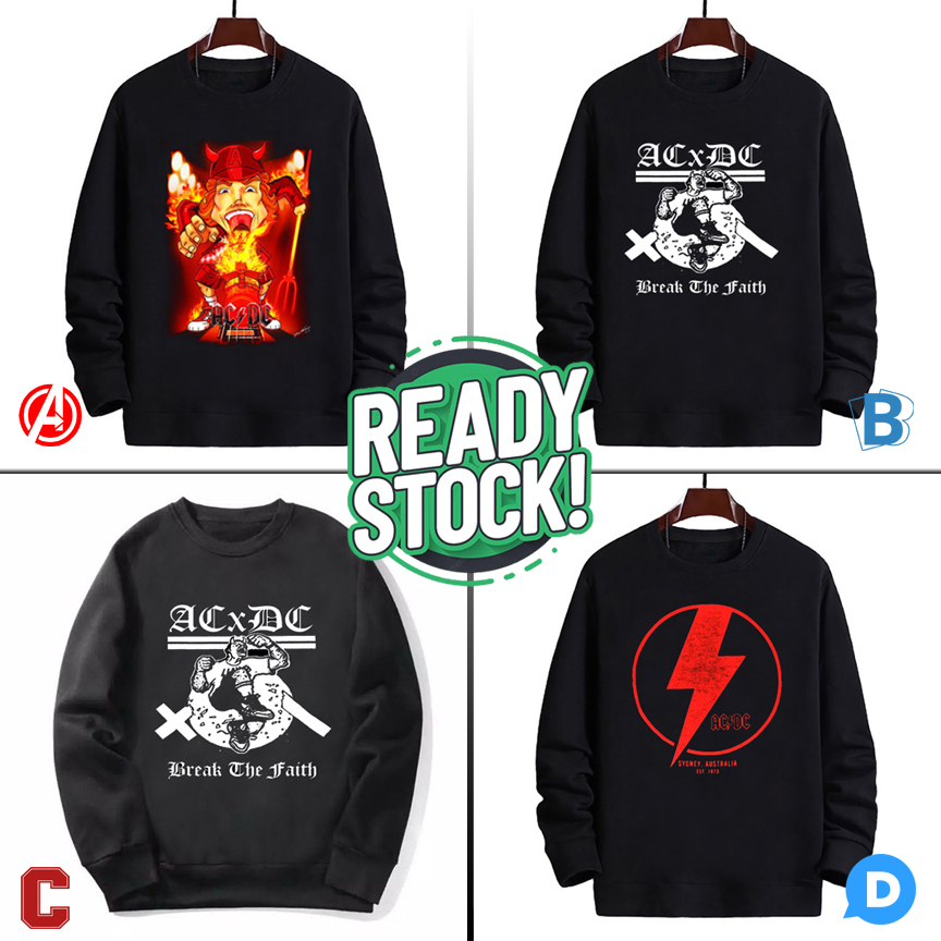 Jual Cotton Sweater ACDC BAND - AC DC ROCK BAND Crewneck Bahan Katun ...