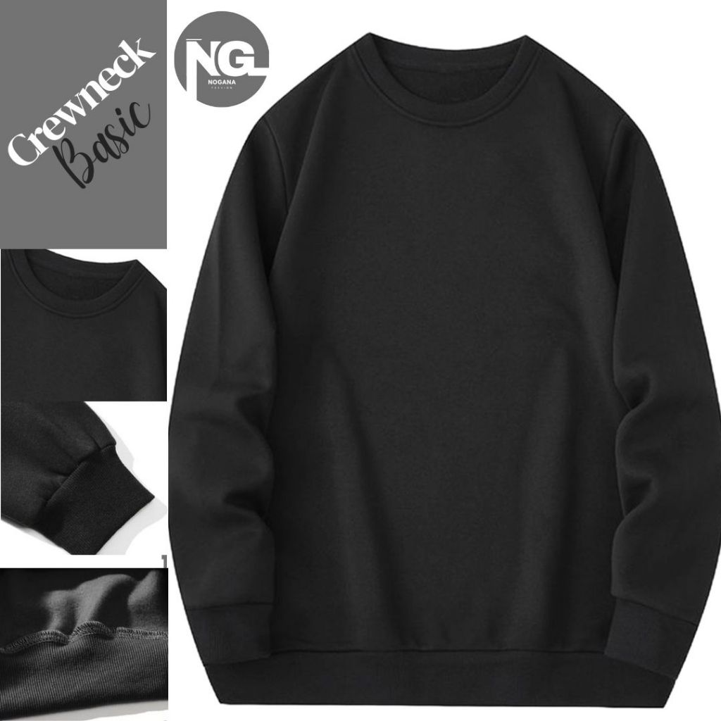 Jual Sweater Crewneck Hitam Polos Pria Wanita Jaket Suiter Remaja ...