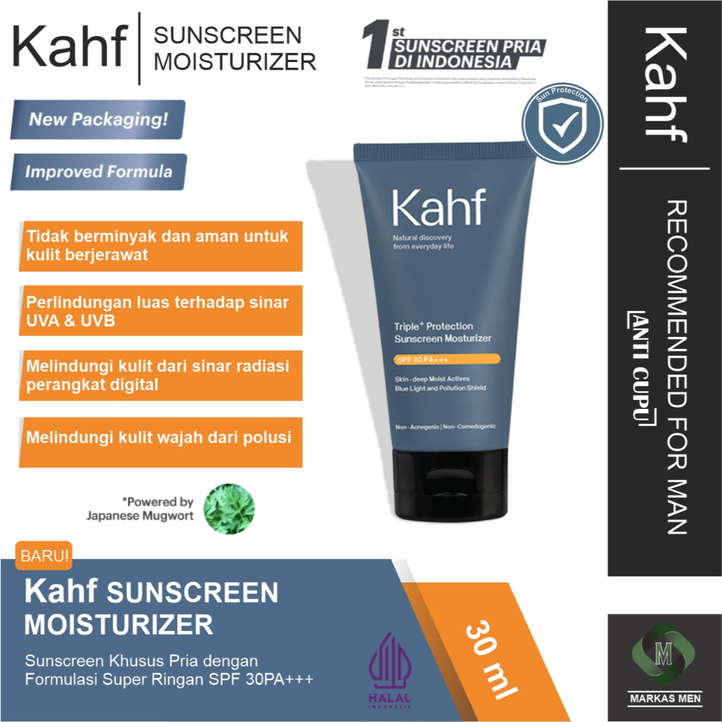 Jual Kahf Triple Protection Sunscreen Moisturizer SPF 30PA +++ 30ml ...