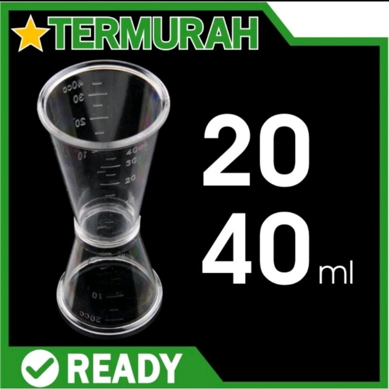 Jual Jigger Acrylic Plastik Transparant 20/40ml Measuring Cup Gelas ...