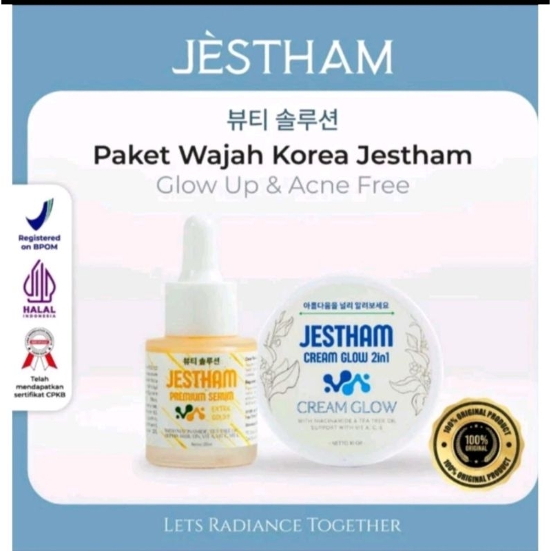 Jual JESTHAM Ready stock 2 in 1 Paket Crem glow dan Serum gold premium ...