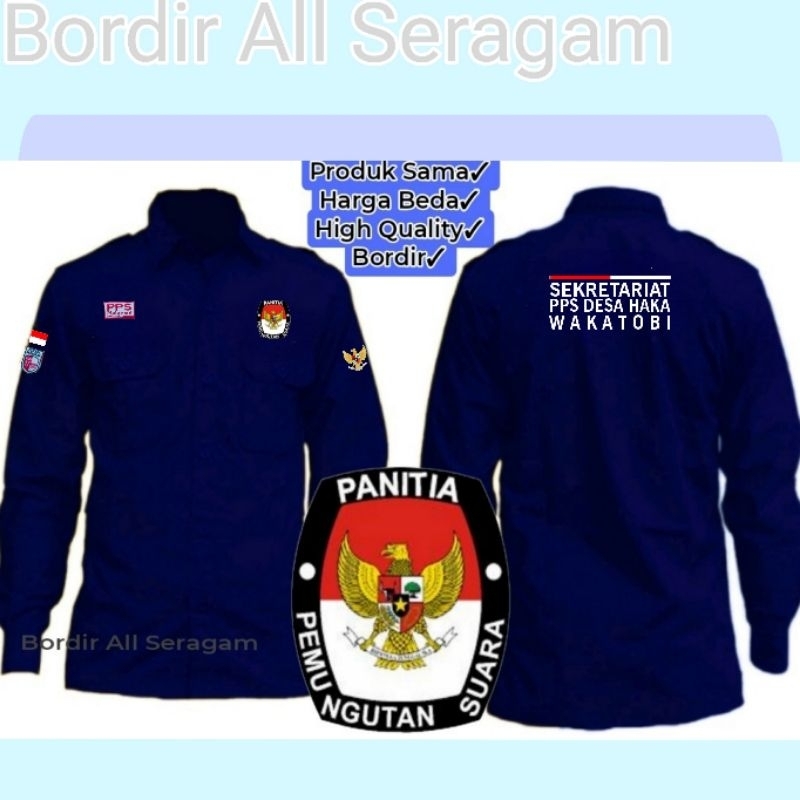 Jual baju PPS terbaru 2024 kemeja Sekretariat PPS lengan panjang bordir ...