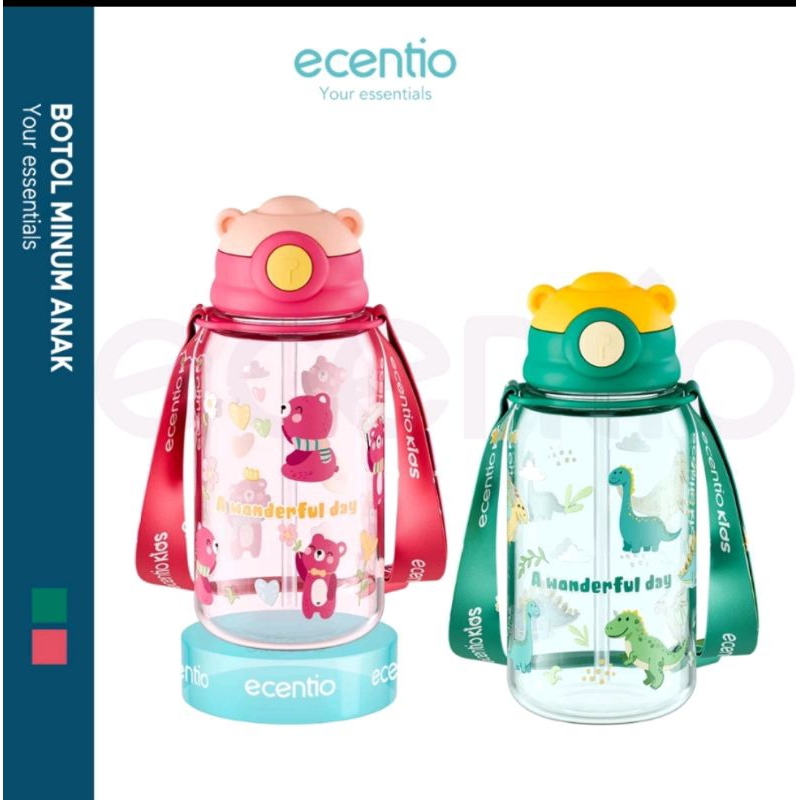 Jual Botol Minum Anak Sedotan Ecentio Tali Anti Tumpah 600 ml | Shopee ...