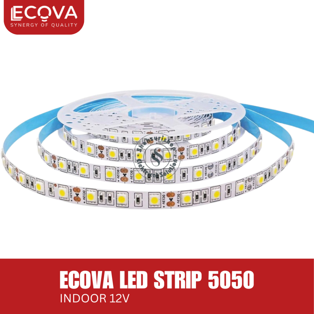 Jual ECOVA LED STRIP 36W/ROLL 5M 12V 5050 MATA BESAR SUPER BRIGHT ...