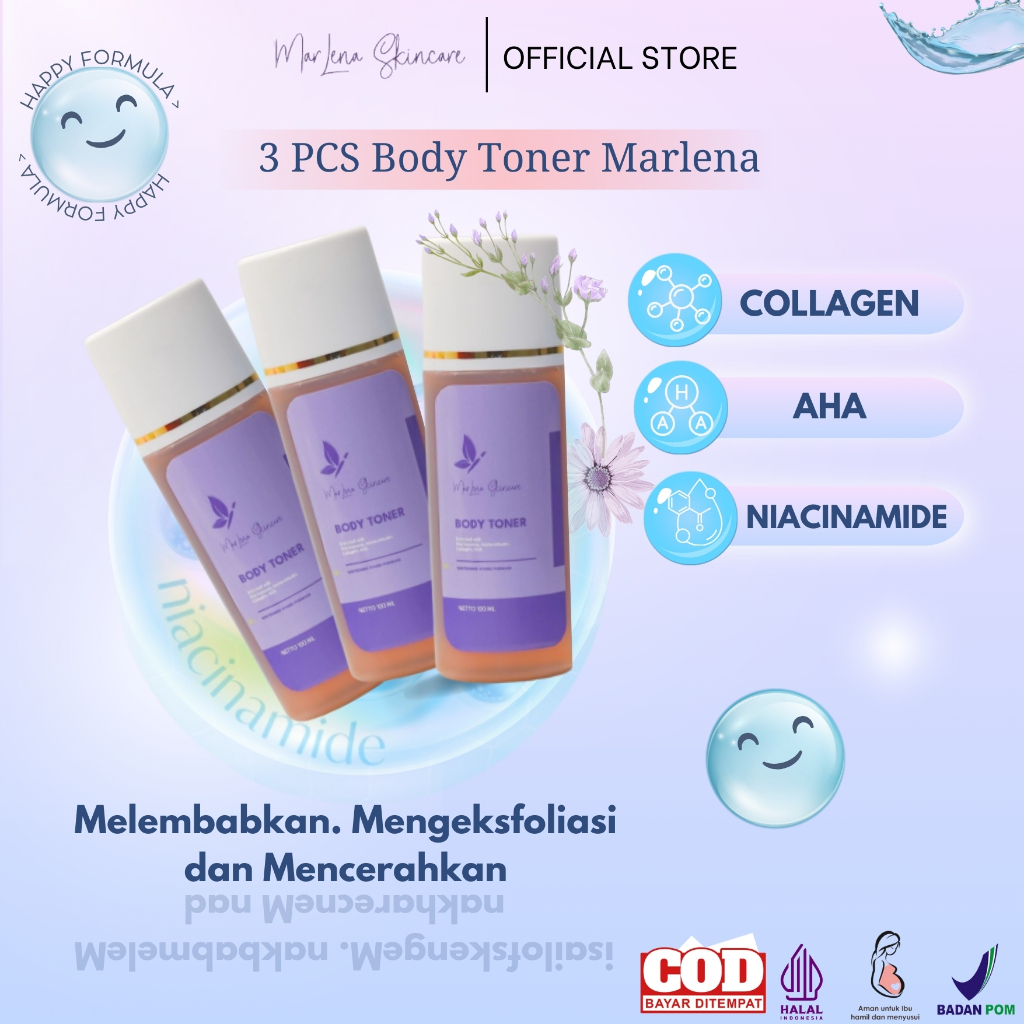 Jual Paket Hemat 3 Marlena dna Salmon AHA/TONER BADAN MARLENA STONG ...