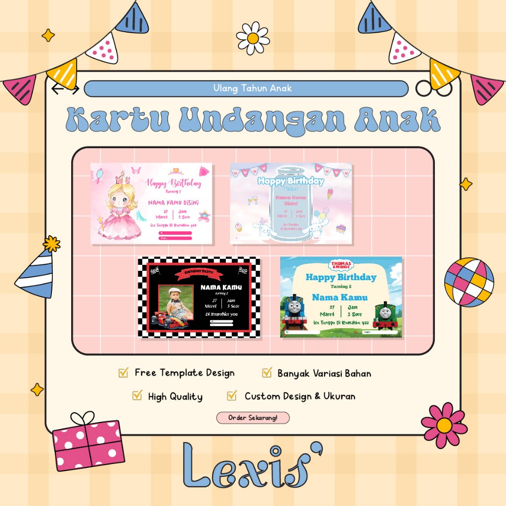 Jual Kartu Undangan Anak / Custom Undangan Ulang Tahun Anak / Undangan ...