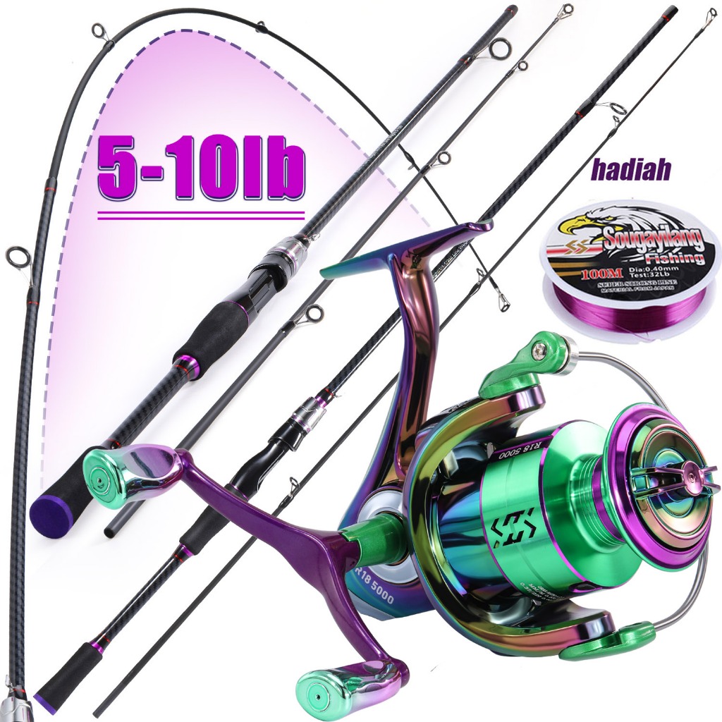 Jual Joran Pancing Set Fishing Rod Carbon Rod M Power 1.8M and Spinning ...