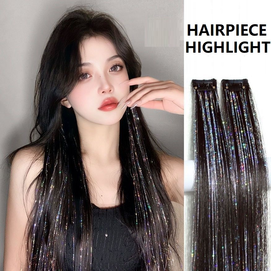 Jual AESRORA Hair Glitter Hair Tinsel Hairpiece Highlight Rambut Palsu ...