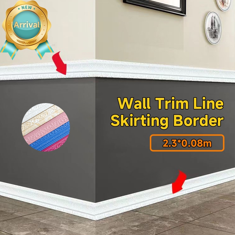 Jual 2.3m Self Adhesive Wall Trim Line / Skirting Border / Perbatasan ...