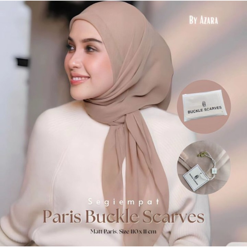Jual AZARA BUCKLE HIJAB SEGIEMPAT PARIS PREMIUM POUCH | Shopee Indonesia