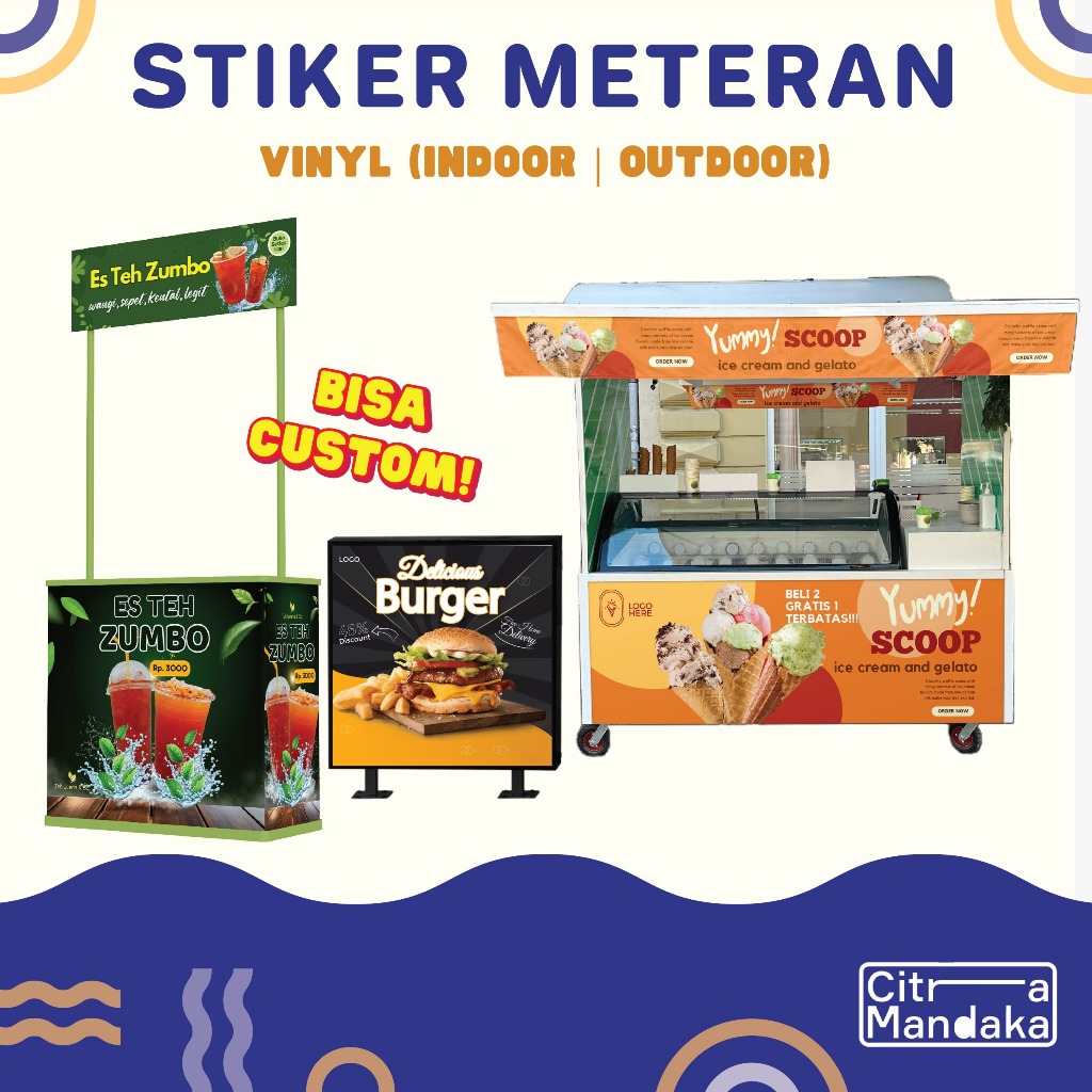 Jual Cetak Stiker Vinyl Custom Waterproof Meteran Indoor | Outdoor ...