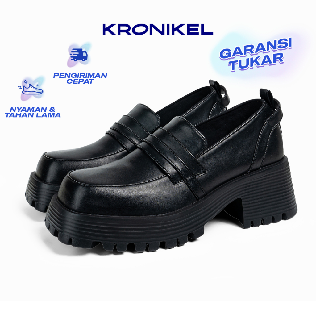 Jual KRONIKEL Retro Loafers Sepatu Klasik Tinggi Wanita Kasual Shoes ...