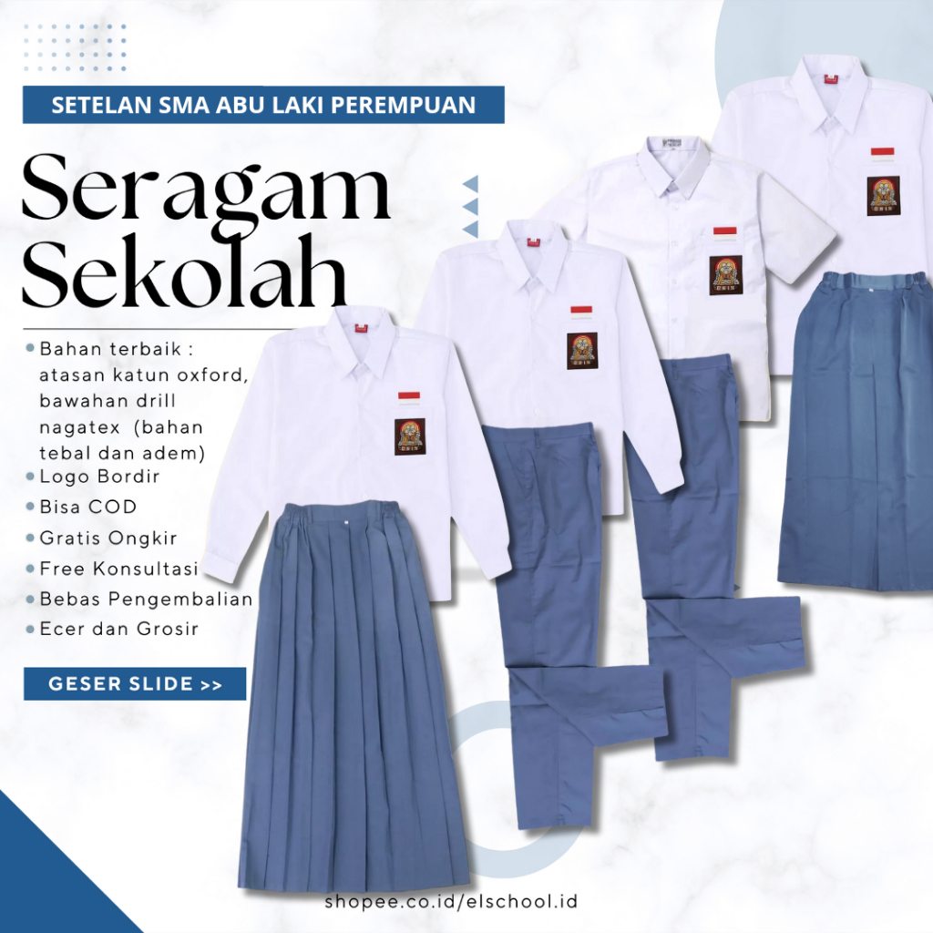 Jual El School - Setelan SMA SMK Laki Perempuan Atasan Baju Kemeja ...