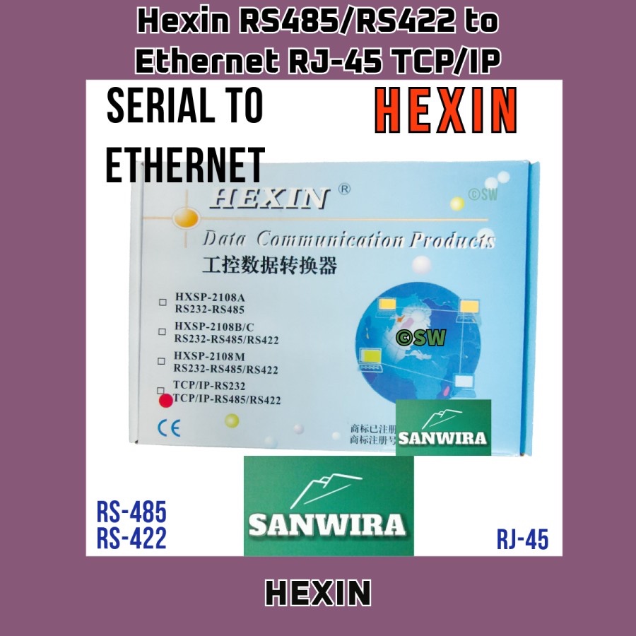 Jual Hexin Converter RS485 RS422 to RJ45 TCP/IP / RS485 RS422 to rj45 ...