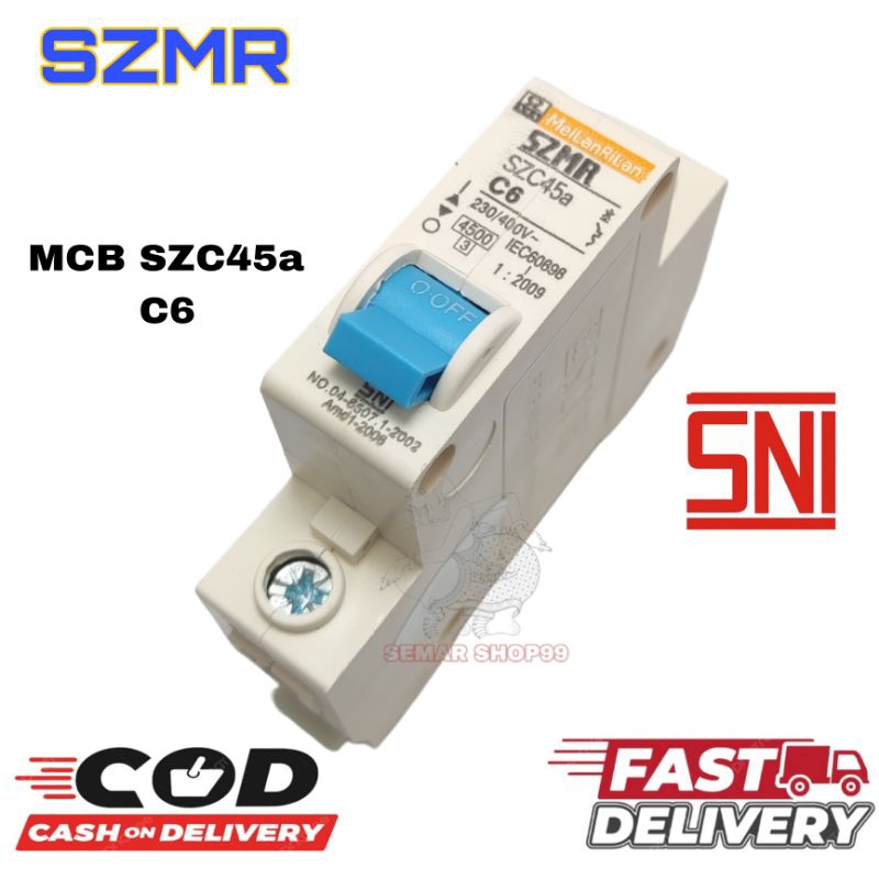 Jual mcbSZMR 6A 1Phase( limit ) ampere pemutus arus listrik/MCB LISTRIK ...