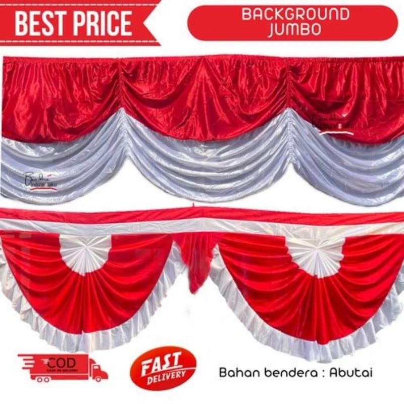 Jual Bendera Indonesia Merah Putih Background Jumbo Begron Gedung Pagar ...