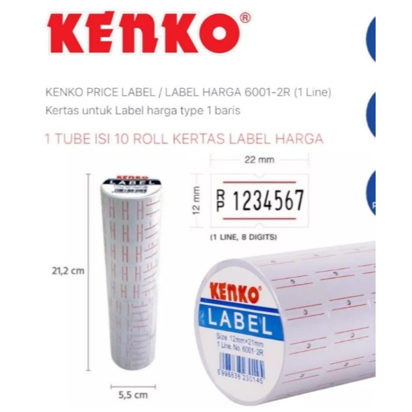 Jual KENKO PRICE LABEL | LABEL HARGA 6001-2R (1 Line) ( PCS ) | Shopee ...