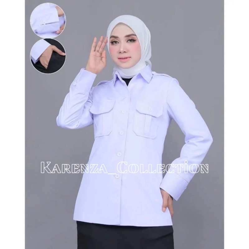 Jual Baju Dinas PDH Seragam Putih Kerja Wanita Lengan Panjang / Kemeja ...
