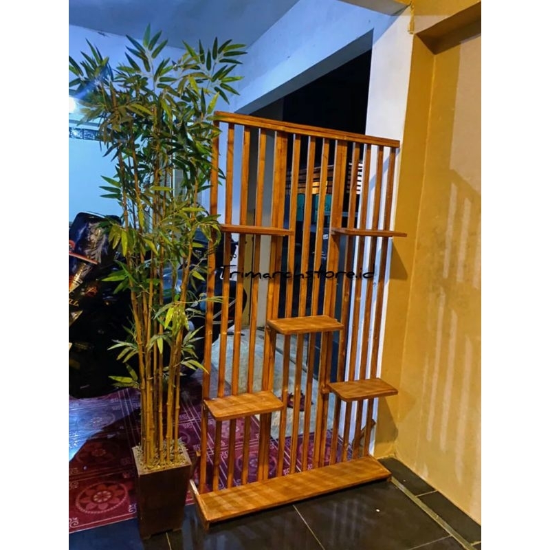 Jual Rak partisi sekat ruangan modern dari kayu | rak pembatas ruangan ...
