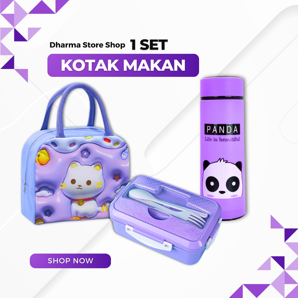 Jual Lunch Box Anak Tempat Makan Kotak Bekal Sekolah TK SD Set Tas Karakter Botol Minum Karakter ...