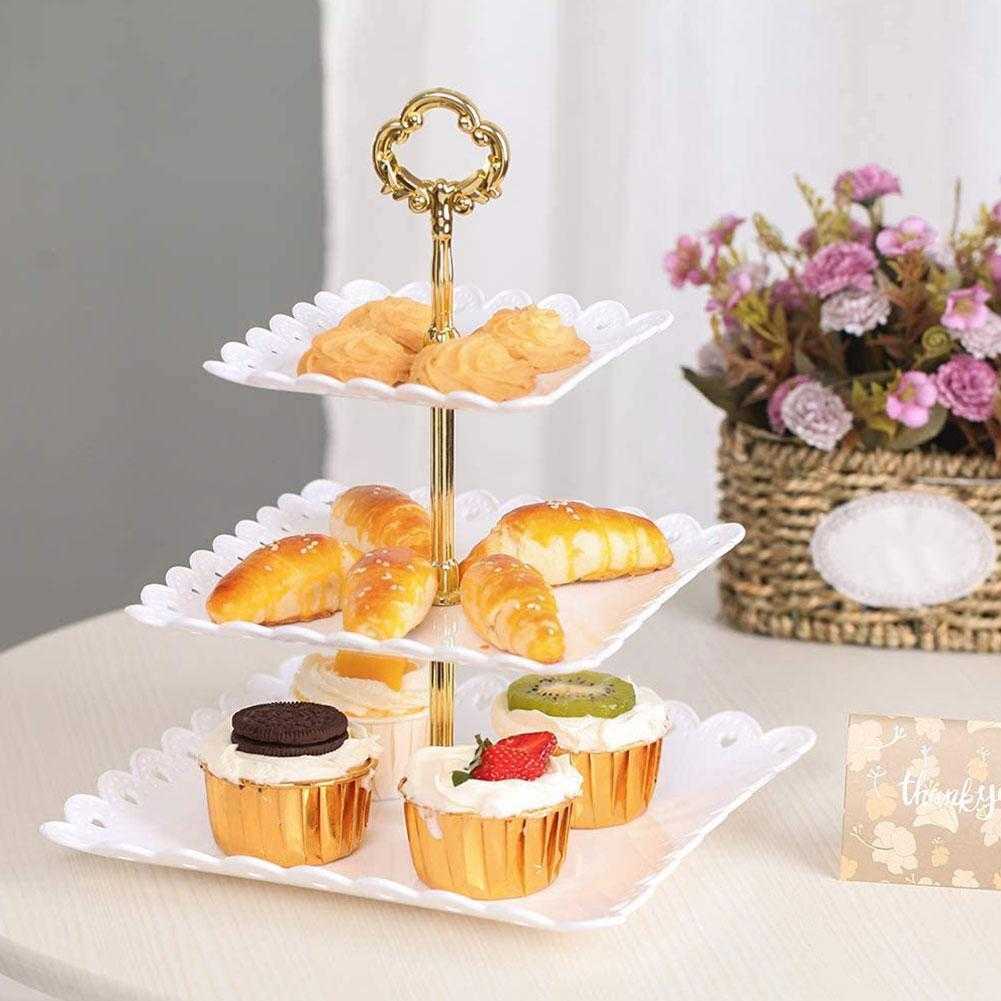 Jual Rak Snack Kue Cake Susun 3 Tingkat Detachable Plate Cake Stand Display Piring Kotak - MG-3 ...