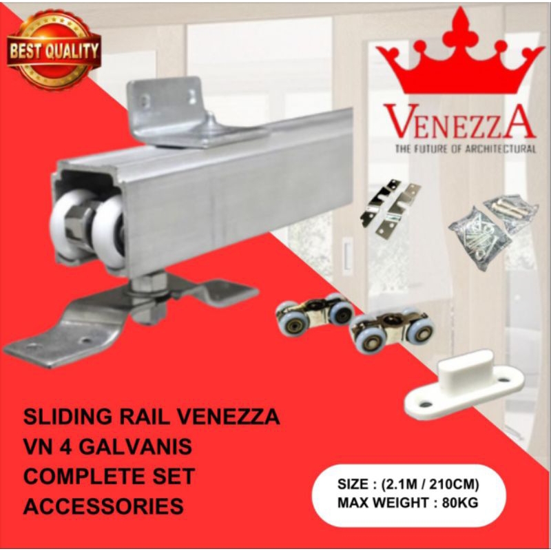 Jual Rel Pintu Geser/Sliding Rail Galvanis D4/J4 Panjang 2.1 meter Komplit Set | Shopee Indonesia