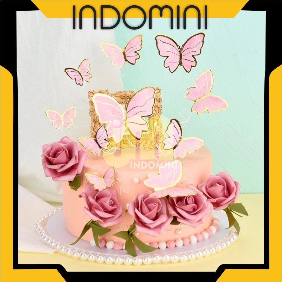 Jual INDOMINI Dekorasi Kupu-kupu Kue Ulang Tahun Lukisan Kertas Buket ...