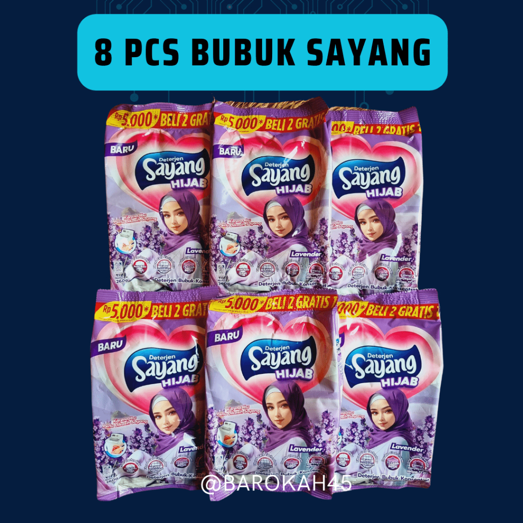 Jual Paket 8 pcs Detergent Bubuk Sayang 5000 | Detergent Bubuk ...