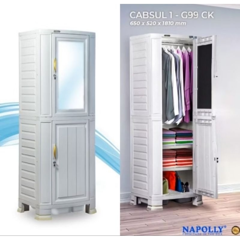 Jual lemari baju 1 pintu kaca lemari plastik 1 pintu napoly COMSUL R99 ...