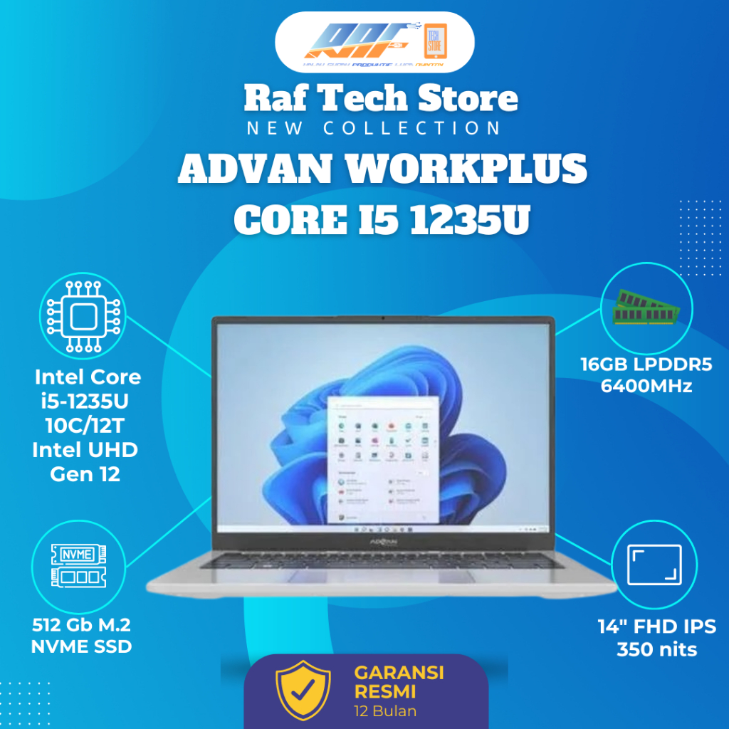 Jual ADVAN Laptop Workplus Intel i5 1235U 10C/12T 14'' FHD IPS 16Gb ...