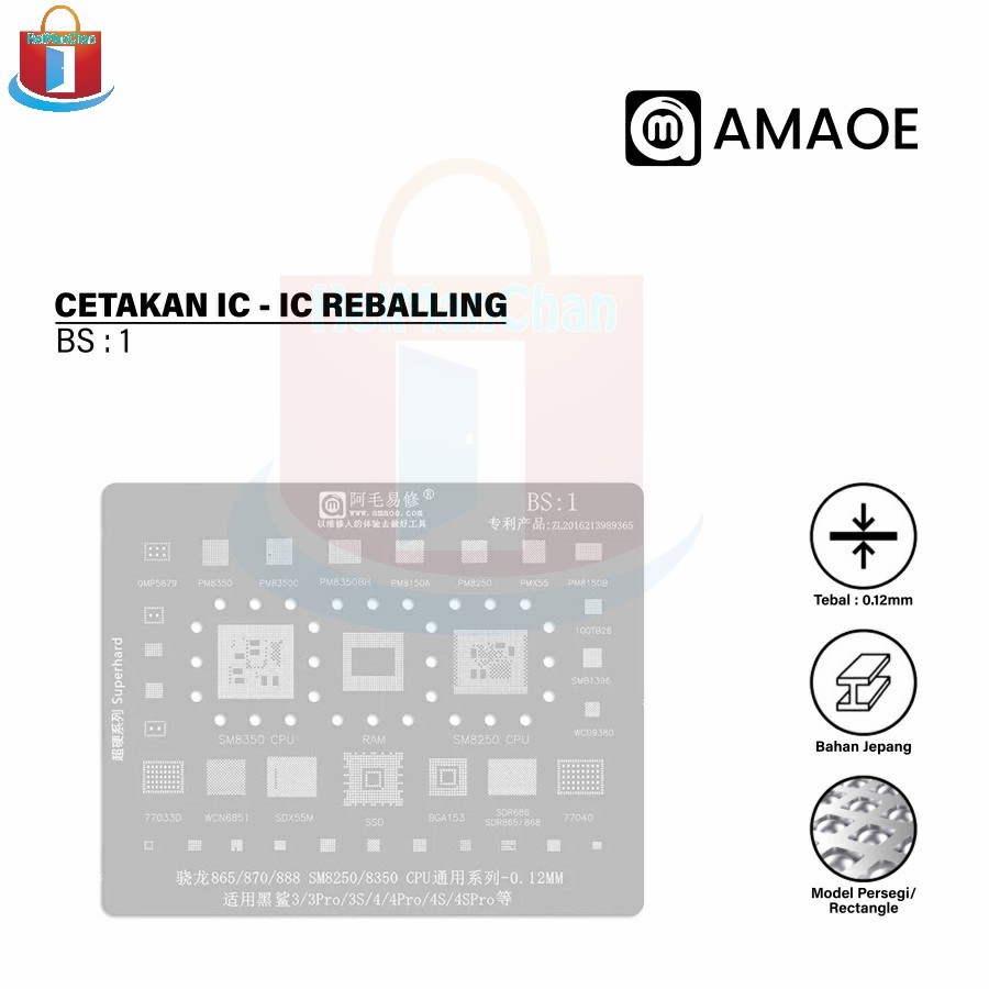 Jual Amaoe BS 1 Cetakan IC BGA Reballing Stencil For Xiaomi Black Shark 3/3S/4/4S Pro SM8350 ...