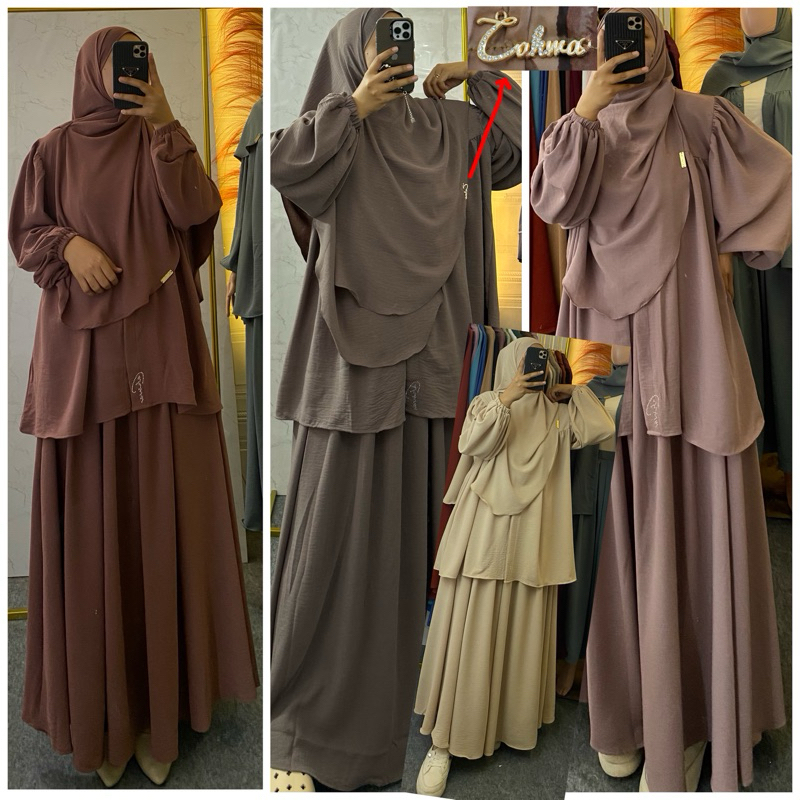 Jual SELLY ONESETROK + HIJAB NEW‼️hijab oval setrok oversized oneset ...