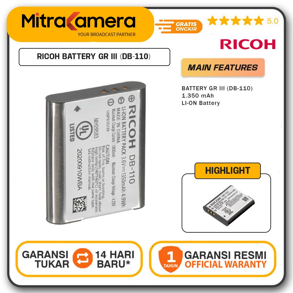 Jual RICOH BATTERY GR III (DB-110) | Shopee Indonesia